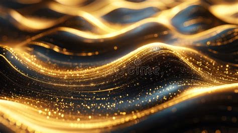 Golden Waves Abstract Background Design With Shimmering Gold Waves On