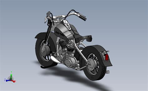 哈雷戴维森摩托车拼图 SOLIDWORKS 2014 模型图纸下载 懒石网