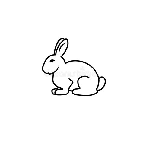 Rabbit Line Drawing Illustration Vector On White Background Stock