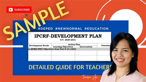 Ipcrf Development Plan Sample Answers Teacher Air Youtube