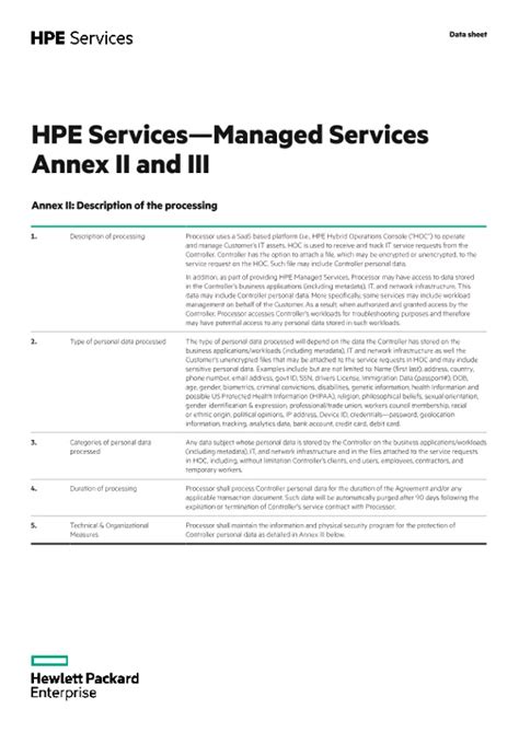 Hpe Services Managed Services Annex Ii And Iii