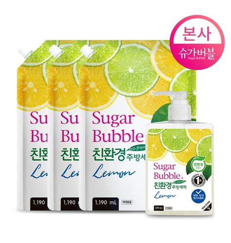 슈가버블 친환경 주방세제 레몬 470ml 리필 12l X 3개 티몬