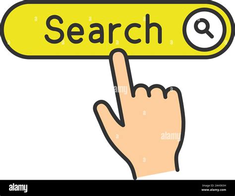 Search Button Click Color Icon Internet Surfing Hand Pressing Find