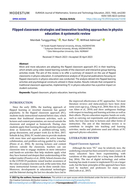 Pdf Flipped Classroom Strategies And Innovative Teaching Approaches In Physics Education A