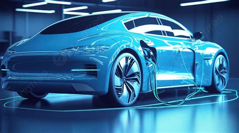 파란색 차량은 전기로 전력을 공급받고 있습니다 충전기 스테이션에서 충전 중인 3d 파란색 전기 자동차 3d 렌더링 고화질 사진 사진 배경 일러스트 및 사진 무료