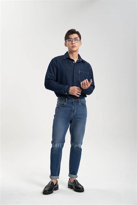 Áo Sơ Mi Denim Nam Dáng Rộng V Sixtyfour