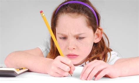 Girl Concentrating Stock Image Image Of Calculate Elementary 5157693