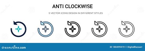 Anti Clockwise Icon In Filled Thin Line Outline And Stroke Style Vector Illustration Of Two