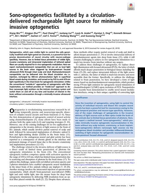 Pdf Sono Optogenetics Facilitated By A Circulation Delivered