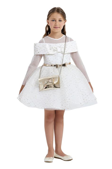 Dasha Elegant Dress With Long Sleeves And Baguette Mia Bambina Boutique