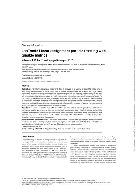 Pdf Laptrack Linear Assignment Particle Tracking With Tunable Metrics
