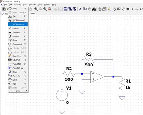 simulation of ideal operational amplifier using ltspice circuit