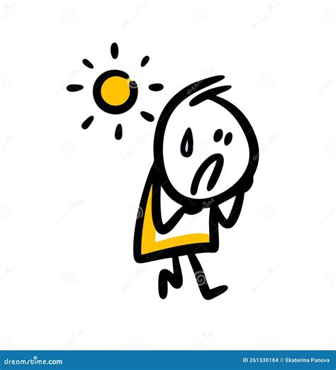 Very Hot Sunny Weather And The Man Walking Under The Sun Sweating