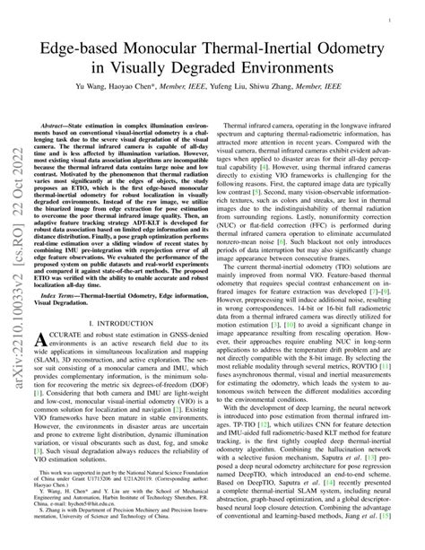 edge based monocular thermal inertial odometry in visually degraded environments deepai