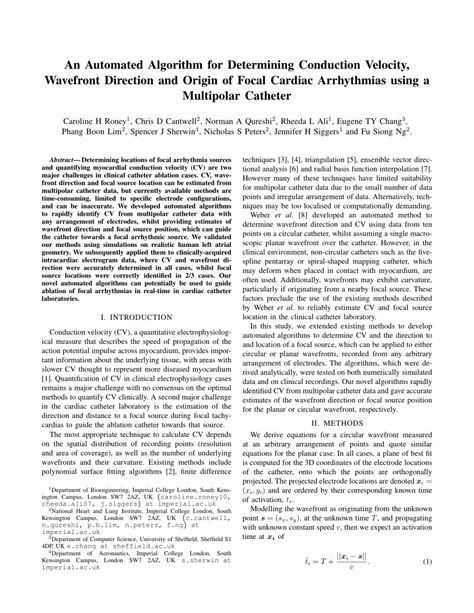 Pdf An Automated Algorithm For Determining Conduction Velocity Wavefront Direction And Origin