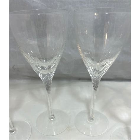 Vintage Lenox Long Stem Crystal Wine Glasses Encore Pattern Set Of 6