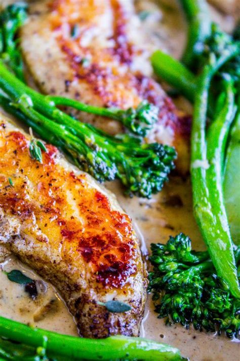 Pan Seared Chicken And Broccolini In Creamy Mustard Sauce From The Food