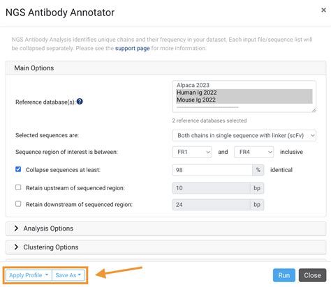Clustering Options Geneious Biologics Support