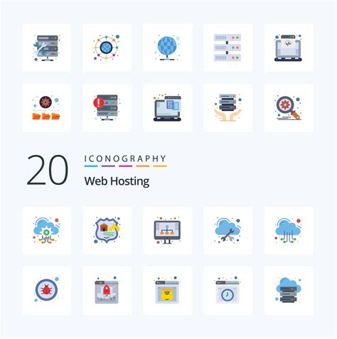 20 Web Hosting Flat Color Icon Pack Like Hosting Cloud Diagram Management Database 18269952