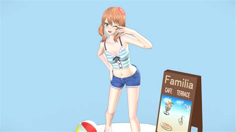 Riho Tsukishima Megami No Café Terrace 3d Model By Tarakoko