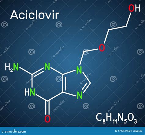 Acyclovir Herpes Drug Molecule Antiviral Used In The Treatment Of Cold