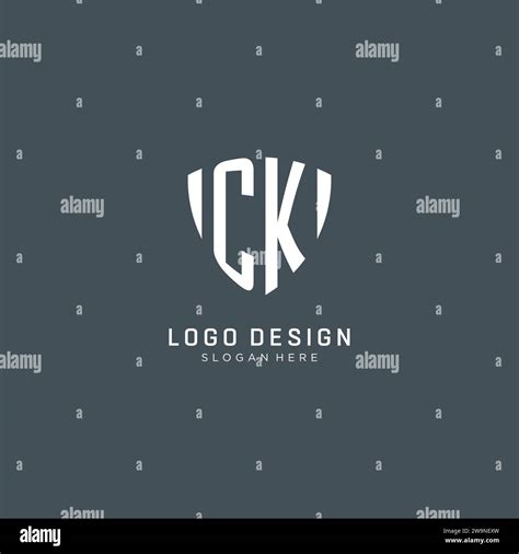 Initials Ck Logo Shield Guard Shape Creative Logo Design Concept Vector Graphic Stock Vector