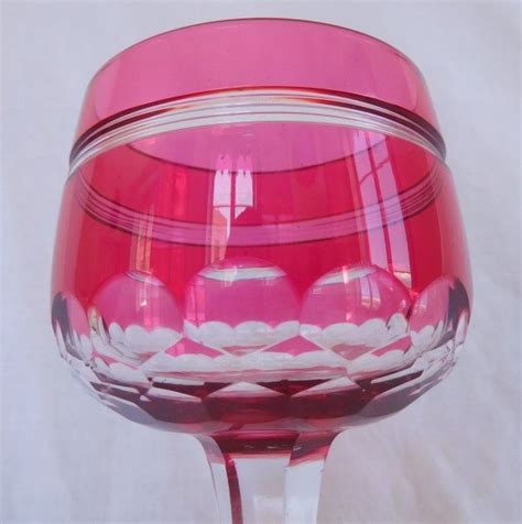 Baccarat Crystal 6 Overlay Crystal Hock Glasses Chauny Pattern