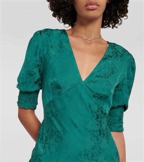 Rixo Zadie Floral Jacquard Crêpe Midi Dress Rixo