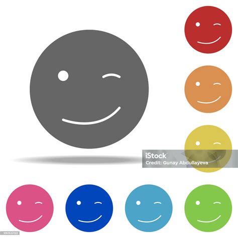 笑臉圖示多色圖示中的 Web 元素簡單的網站圖示 網頁設計 移動應用 資訊圖形向量圖形及更多眨眼 臉部表情圖片 眨眼 臉部表情