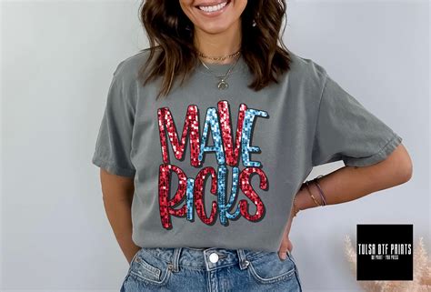 Dtf Mavericks Redroyal Faux Sequin Shadow Text Transfer Tulsa Dtf Prints