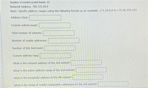 Solved Number Of Needed Usable Hosts 45Network Address Chegg