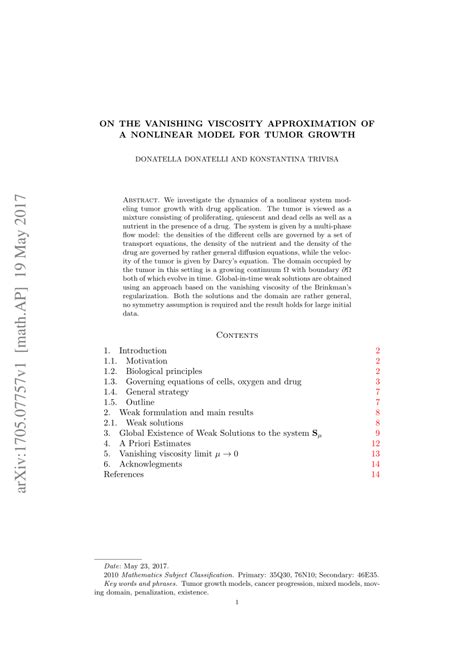 Pdf On The Vanishing Viscosity Approximation Of A Nonlinear Model For