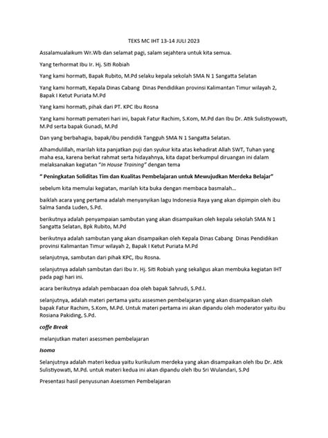 Teks Mc Iht Terbaru Pdf