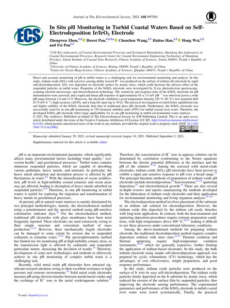 Pdf In Situ Ph Monitoring In Turbid Coastal Waters Based On Self