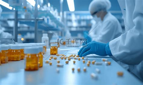 医疗科研人员检查研发药物高清摄影大图 千库网