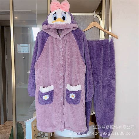 可爱黛西唐老鸭睡袍秋冬女情侣珊瑚绒玉桂狗睡袍加厚米老鼠家居服 阿里巴巴