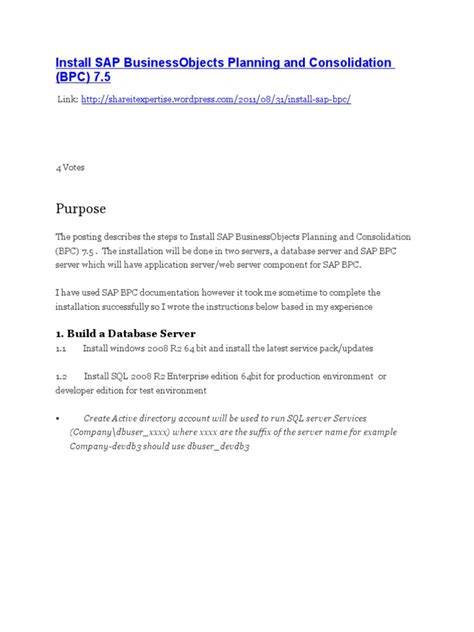Installation Sap Bpc 75 Download Free Pdf Microsoft Sql Server