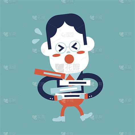 人物插图设计。商人忙卡通每股收益