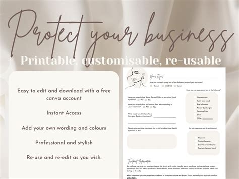 Eyebrow Wax And Tint Consent Forms Brow Consultation Brow Artist Forms Salon Consultation Form