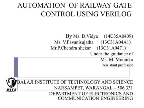 Automation Of Railway Gate Using Verilog Presentation Pptx Rail