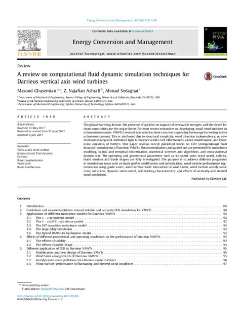 Pdf A Review On Computational Fluid Dynamic Simulation Techniques For Darrieus Vertical Axis