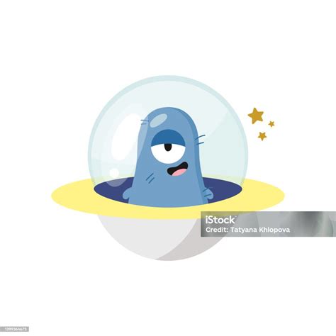 귀여운 외계인 만화 스타일 벡터 일러스트레이션 카드 포스터 배너 어린이 책 팩에 인쇄 옷 직물 벽지 섬유 또는 접시에 인쇄 0명에 대한 스톡 벡터 아트 및 기타 이미지