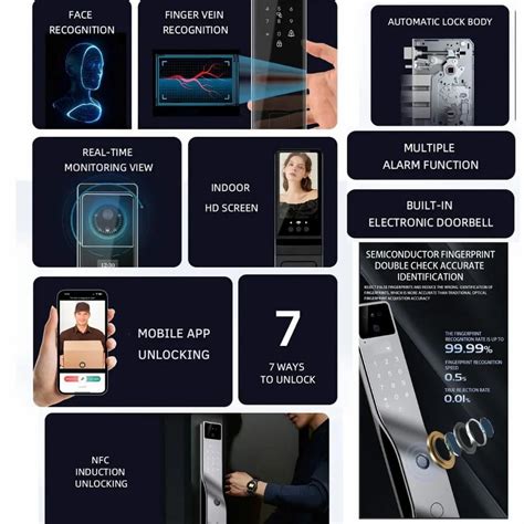 Smart Biometric Fingerprint Digital Door Lock Lcd Display Camera With 3d Face Recognition Aus