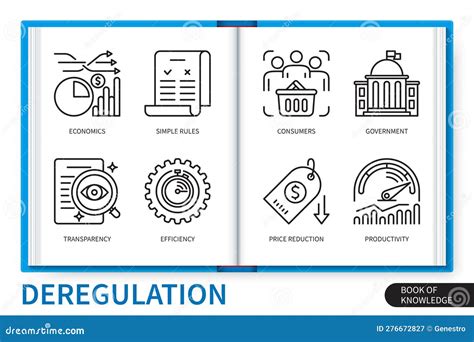 Deregulation Infographics Linear Icons Collection Royalty Free Stock