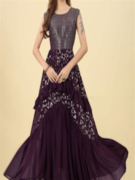 Buy KALINI Ethnic Motifs Embellished Sleeveless Fit Flare Georgette Maxi Ethnic Dress Ethnic