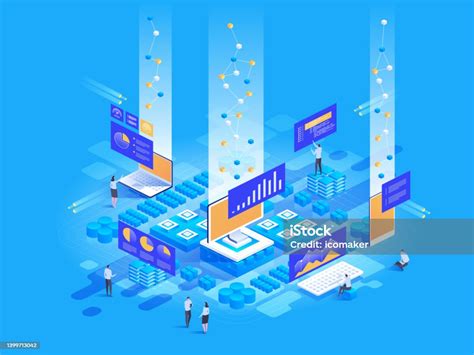 데이터 시각화 개념입니다 3d 아이소메트릭 벡터 그림 3차원 형태에 대한 스톡 벡터 아트 및 기타 이미지 3차원 형태 개념 개념과 주제 Istock