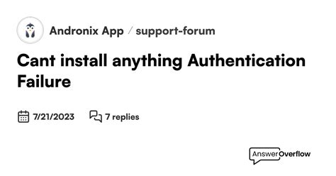 Cant Install Anything Authentication Failure Andronix App