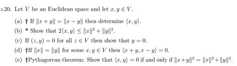 solved b 20 let v be an euclidean space and let x y € v