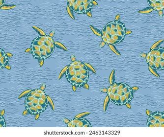 Summer Seamless Pattern Sea Turtle Colourful Stock Vector Royalty Free Shutterstock