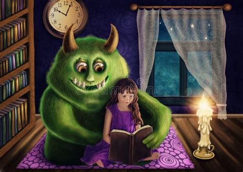 Green Monster Under The Bed Stock Illustration Illustration Of